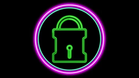 Neon Glow Lock Icon Animation with Dynam... | Stock Video | Pond5