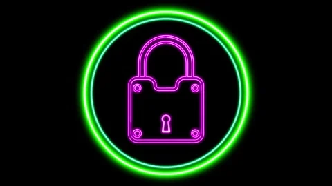 Neon Glow Lock Icon Animation with Dynam... | Stock Video | Pond5