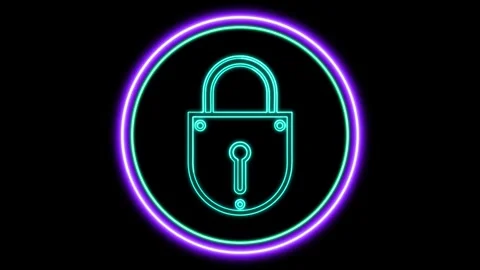 Neon Glow Lock Icon Animation with Dynam... | Stock Video | Pond5