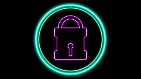 Neon Glow Lock Icon Animation with Dynam... | Stock Video | Pond5