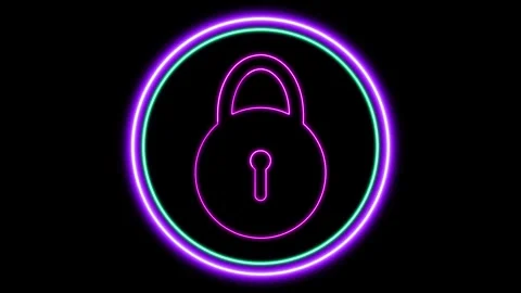 Neon Glow Lock Icon Animation with Dynam... | Stock Video | Pond5