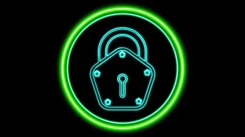 Neon Glow Lock Icon Animation with Dynam... | Stock Video | Pond5
