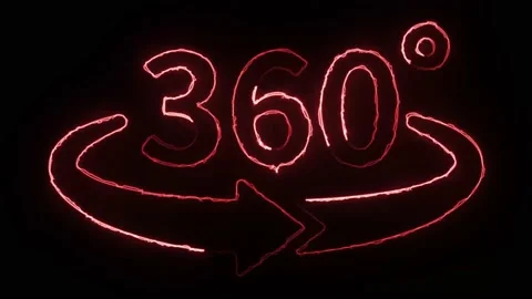 Neon glowing 360 degree icon. 360 degree... | Stock Video | Pond5