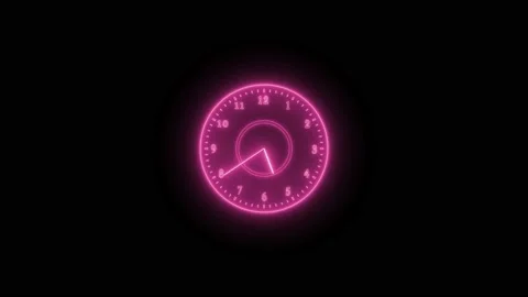 Neon glowing analog clock animated | Stock Video | Pond5