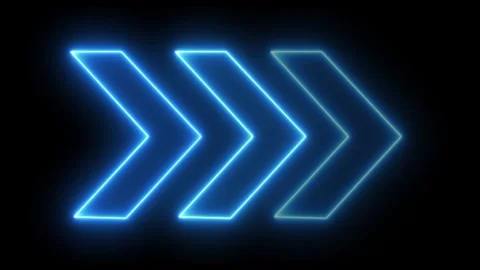 Neon glowing arrow sign animated on a bl... | Stock Video | Pond5
