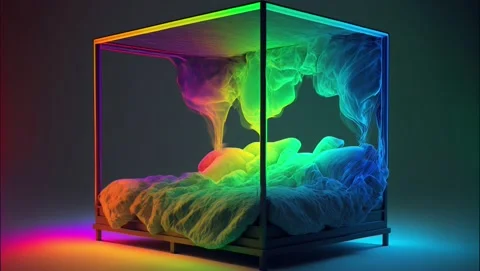 Neon Glowing Bed In Motion Looping Backg... | Stock Video | Pond5