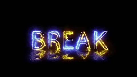Neon glowing blue and yellow BREAK sign ... | Stock Video | Pond5