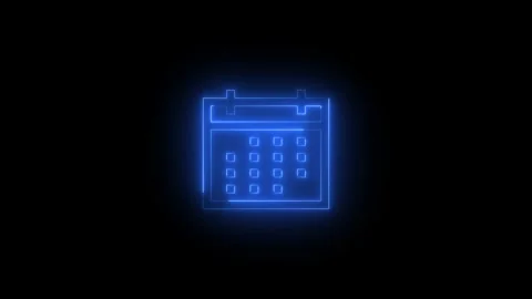 Neon glowing blue color calendar date ic... | Stock Video | Pond5