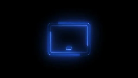 Neon glowing blue color tablet device ic... | Stock Video | Pond5