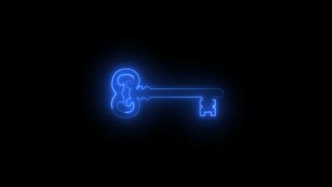 Neon glowing blue key icon animation in ... | Stock Video | Pond5