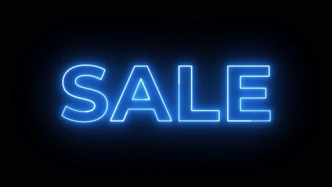 Neon Glowing Blue SALE Sign on a black b... | Stock Video | Pond5