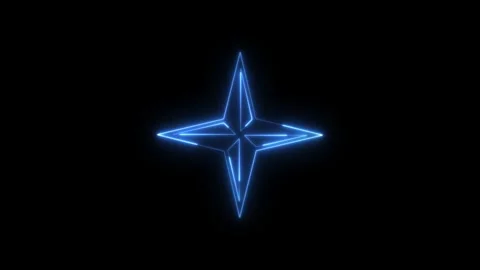 Neon glowing blue star icon animation in... | Stock Video | Pond5