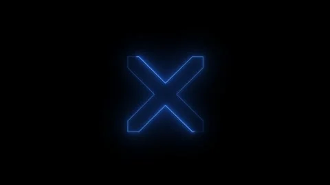 Neon glowing blue X mark icon animation ... | Stock Video | Pond5