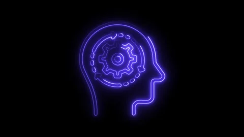 Neon glowing brain process animation mac... | Stock Video | Pond5