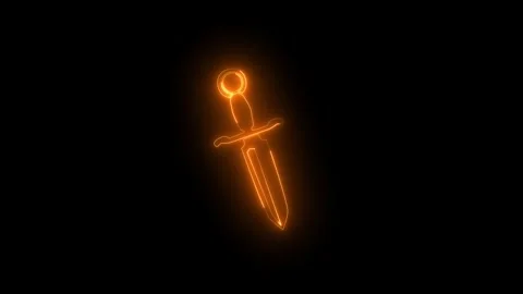 Neon glowing brown dagger icon animation... | Stock Video | Pond5