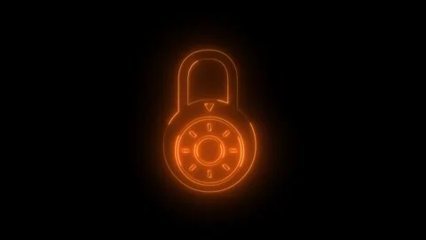 Neon glowing brown lock icon animation i... | Stock Video | Pond5