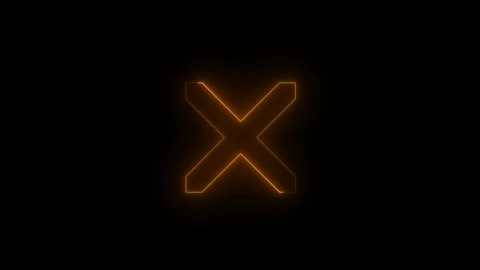 Neon glowing brown X mark icon animation... | Stock Video | Pond5