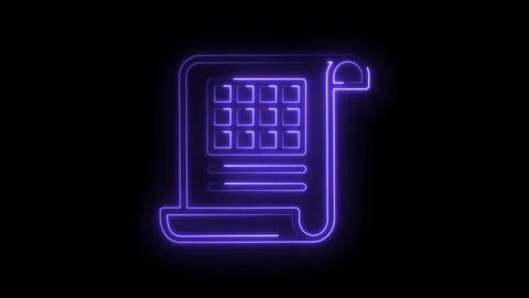 Neon glowing calendar scroll icon animat... | Stock Video | Pond5