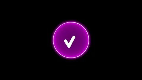 Neon Glowing Check Mark Icon Animation o... | Stock Video | Pond5