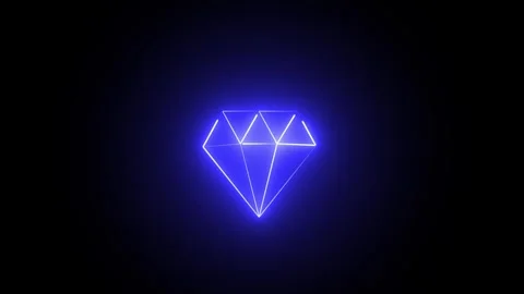 Neon glowing diamond icon on black backg... | Stock Video | Pond5