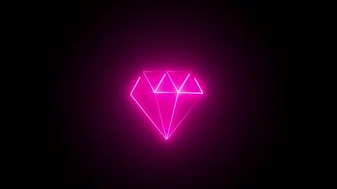 Neon glowing diamond icon on black backg... | Stock Video | Pond5