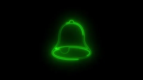 Neon glowing green bell icon animation i... | Stock Video | Pond5
