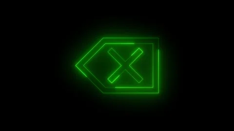 Neon glowing green color backspace icon ... | Stock Video | Pond5