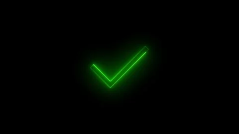 Neon glowing green color check mark icon... | Stock Video | Pond5