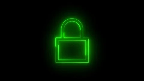 Neon glowing green color security lock i... | Stock Video | Pond5
