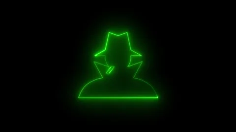 Neon glowing green detective icon animat... | Stock Video | Pond5