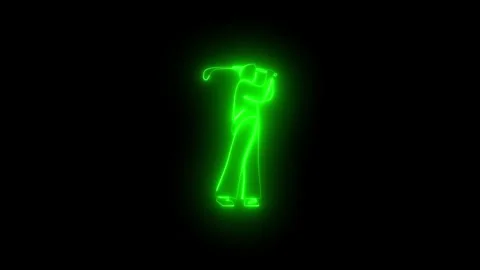 Neon glowing green golf icon animation i... | Stock Video | Pond5