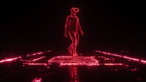 Neon Glowing HUD male CHaracter rotation... | Stock Video | Pond5