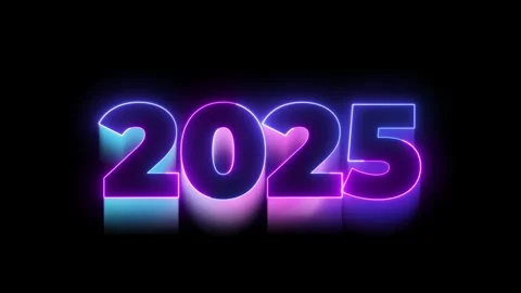 Neon glowing light 2025 number looped an... | Stock Video | Pond5
