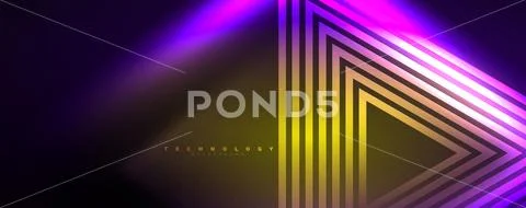Neon glowing lines and angles, magic energy space light concept. Vector ...