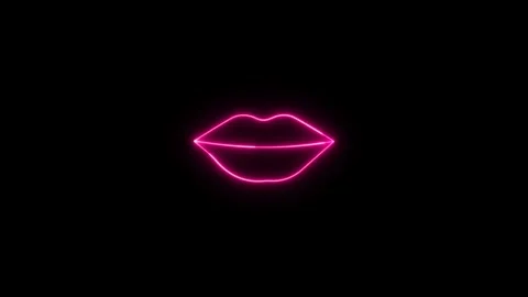 Neon glowing Lips icon animation in blac... | Stock Video | Pond5
