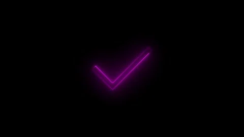 Neon glowing pink color check mark icon ... | Stock Video | Pond5