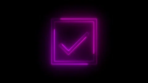 Neon glowing pink color check mark box i... | Stock Video | Pond5