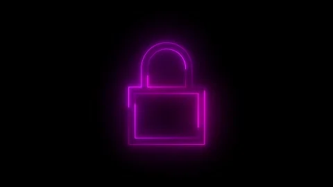 Neon glowing pink color security lock ic... | Stock Video | Pond5