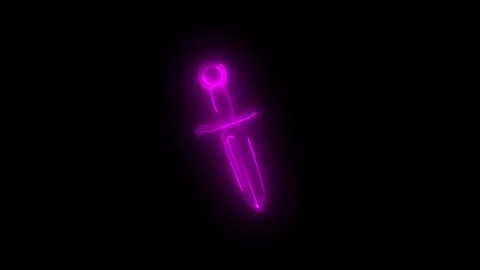 Neon glowing pink dagger icon animation ... | Stock Video | Pond5