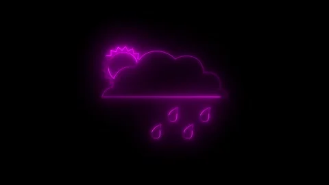 Neon glowing pink rain cloud icon animat... | Stock Video | Pond5