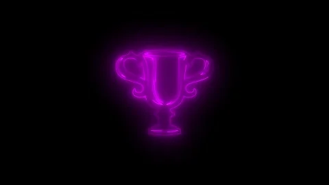 Neon glowing pink trophy icon animation ... | Stock Video | Pond5