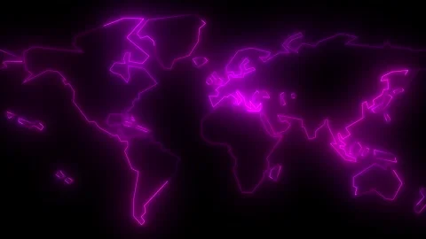 Neon glowing pink world map icon animati... | Stock Video | Pond5