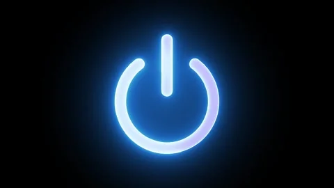 Neon glowing power button icon animated ... | Stock Video | Pond5