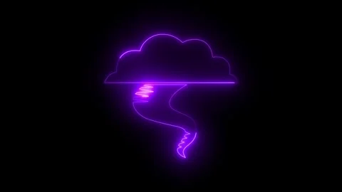 Neon glowing purple cloud tornado icon a... | Stock Video | Pond5