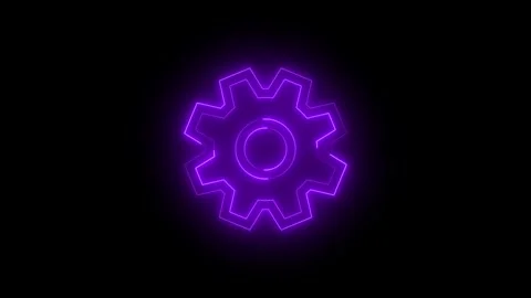 Neon glowing purple color gear setting i... | Stock Video | Pond5