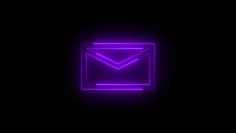 Neon glowing purple color mail symbol ic... | Stock Video | Pond5