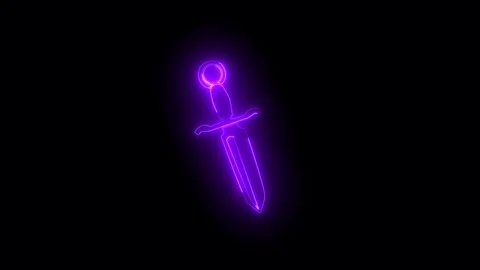 Neon glowing purple dagger icon animatio... | Stock Video | Pond5