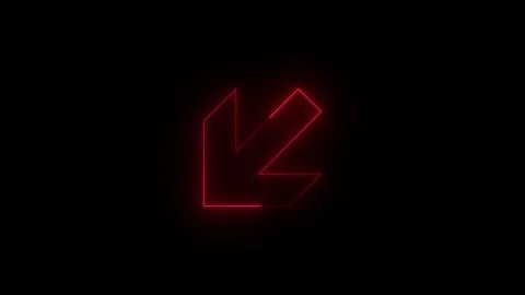 Neon glowing red color bold down left ar... | Stock Video | Pond5