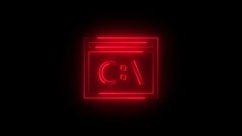Neon glowing red color command prompt ic... | Stock Video | Pond5