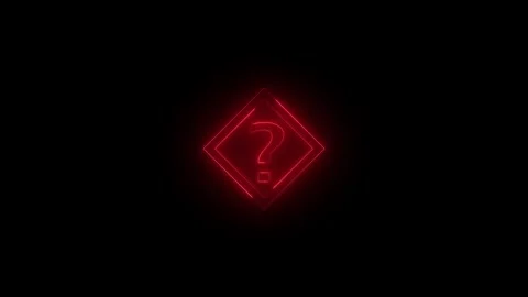 Neon glowing red color question mark squ... | Stock Video | Pond5